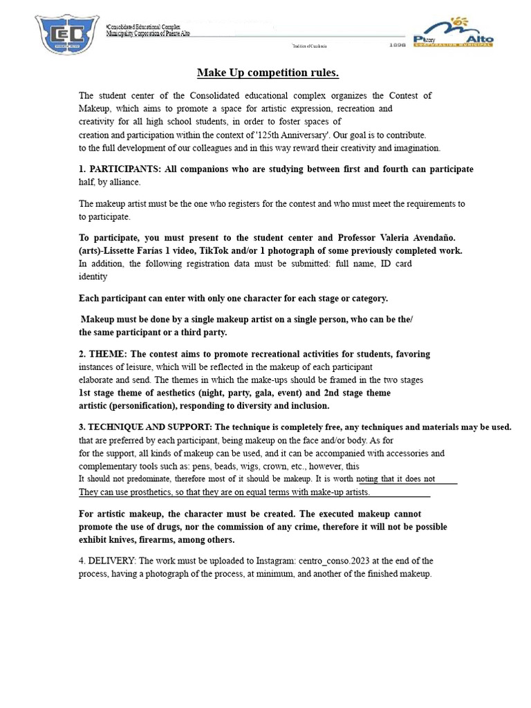 Makeup Contest Rules for Students | PDF