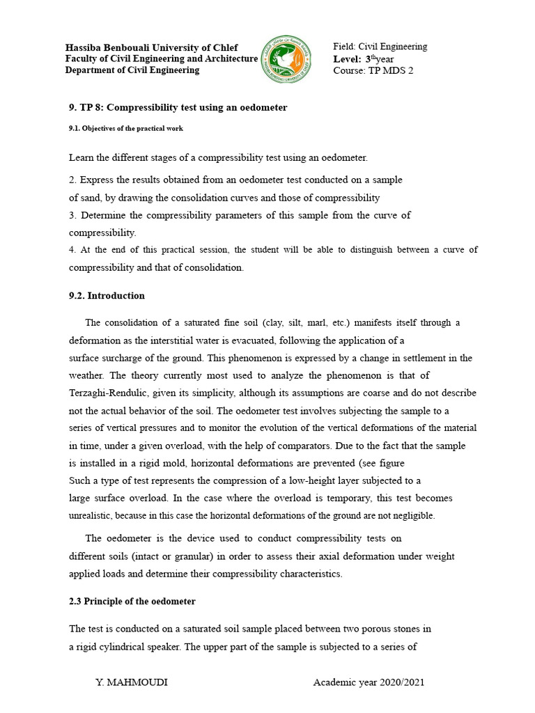 Oedometer Compressibility Test Guide | PDF | Soil | Applied And ...