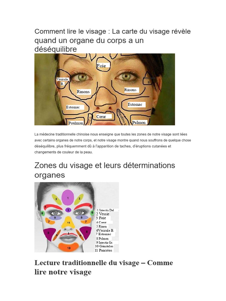 Lecture du visage et santé des organes | PDF | Peau | Tractus gastro ...