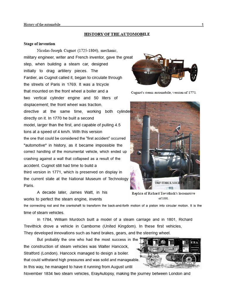 Timeline of Automobile Inventions | PDF | Car | Engines