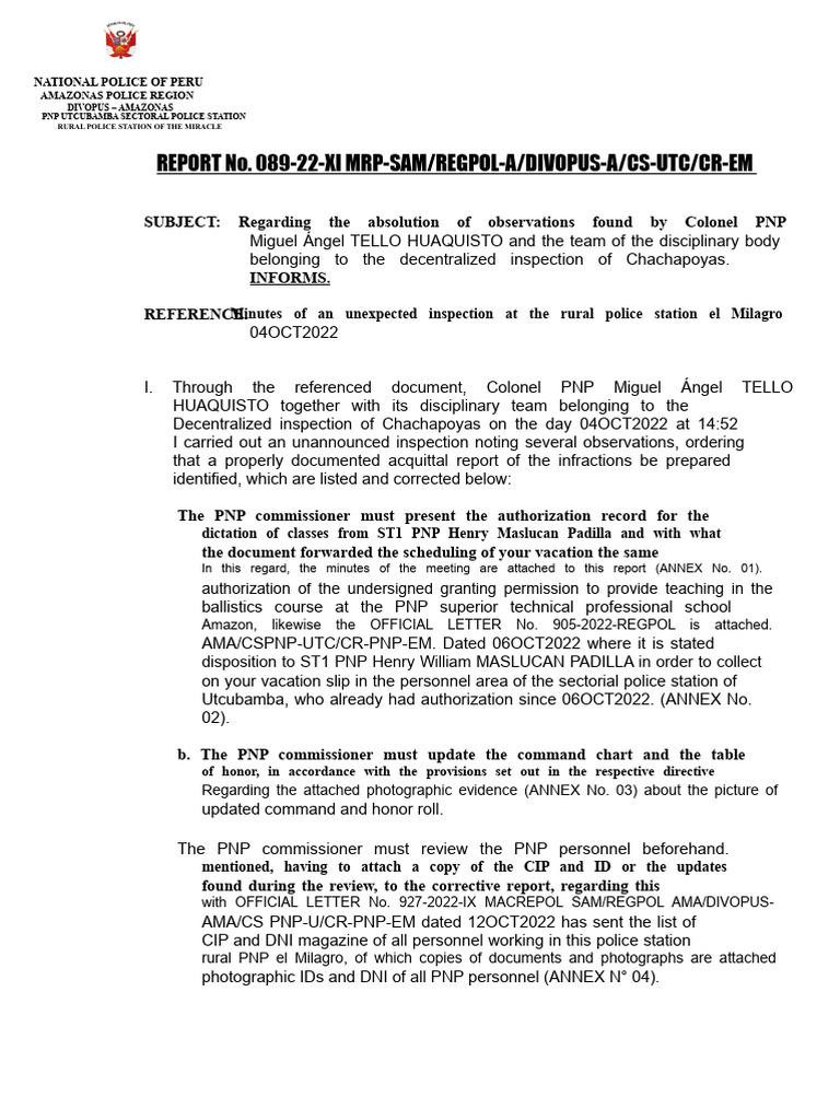 Absolutory Report Inspection | PDF