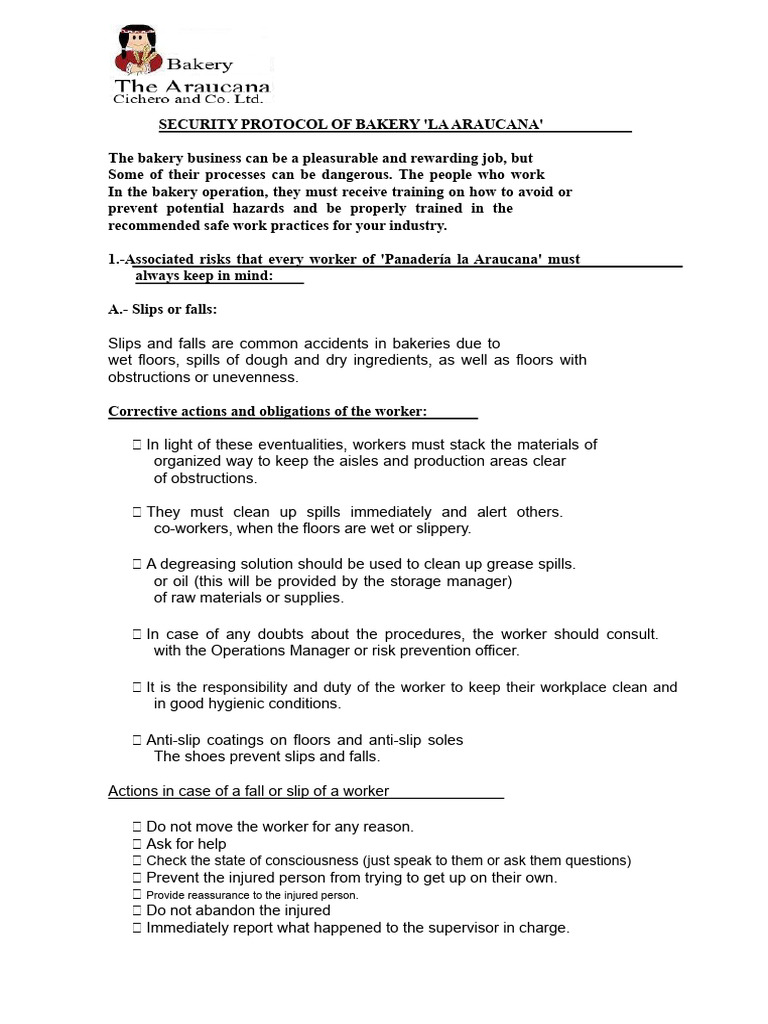 Bakery SECURITY Protocol | PDF | Disinfectant | Hand Washing