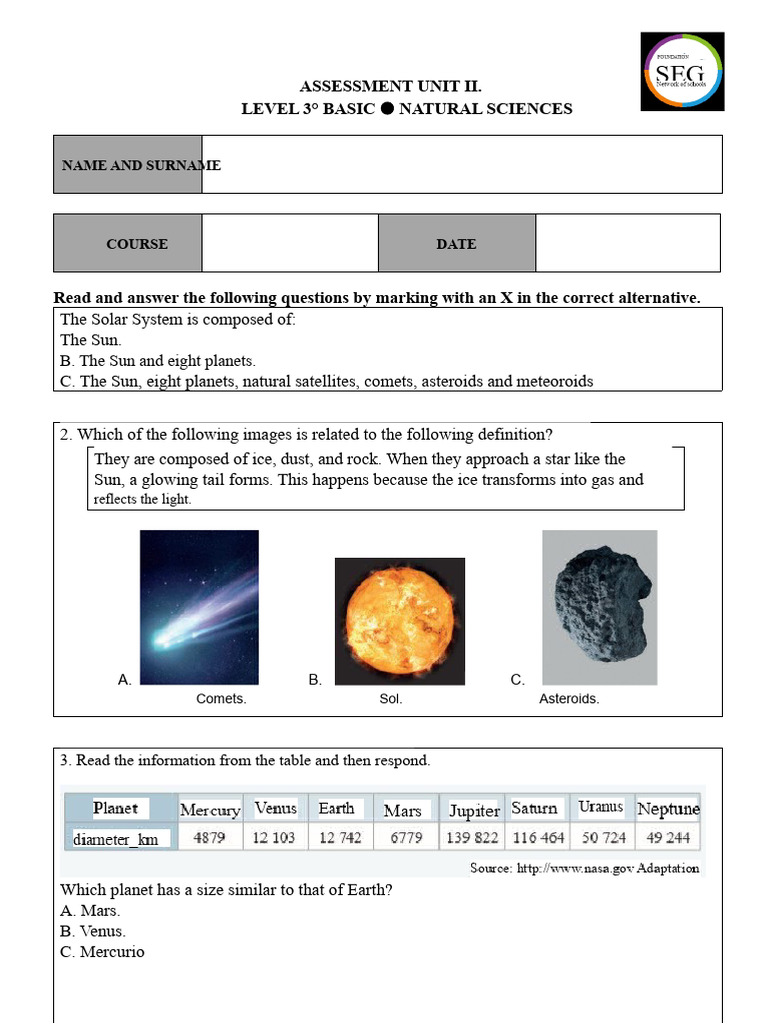 Solar System Assessment Questions | PDF