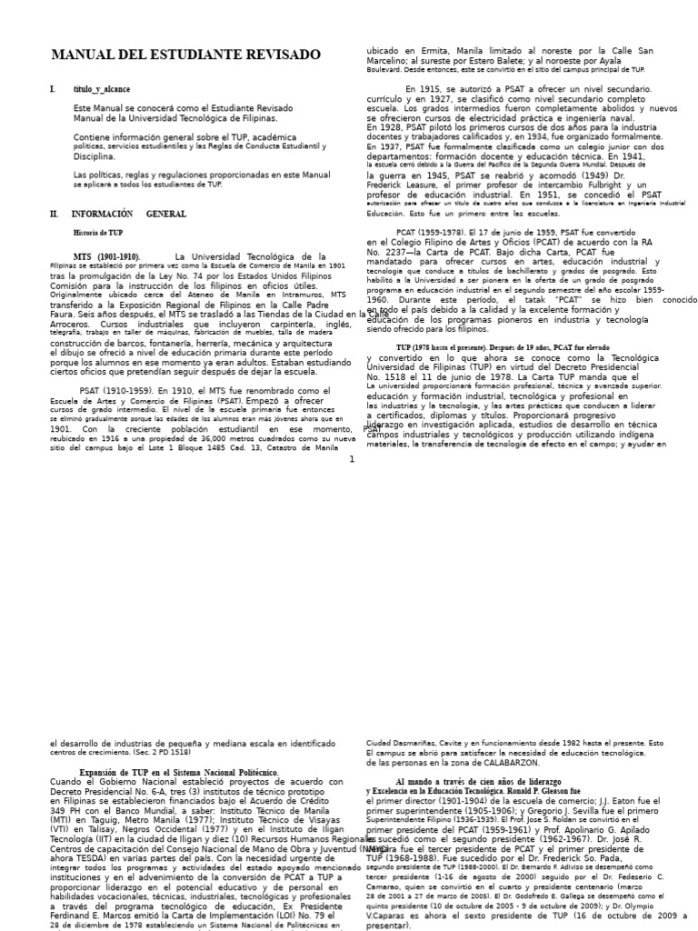 Historia de la Universidad TUP Manila | PDF | Licenciado en Ciencias ...