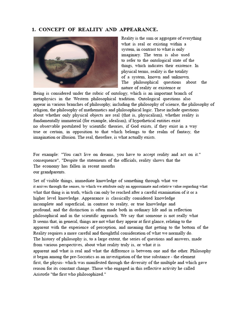 Understanding Reality vs. Appearance | PDF | Reality | Reason