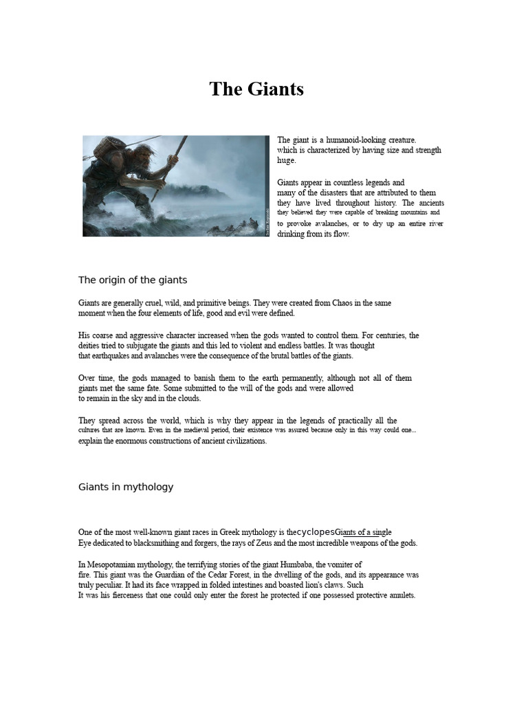 Humanoid Giants in Mythology | PDF | Mythology