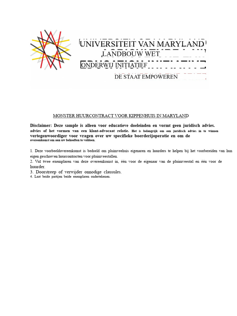 Invulbare Huurovereenkomst Voor Pluimveehuis | PDF