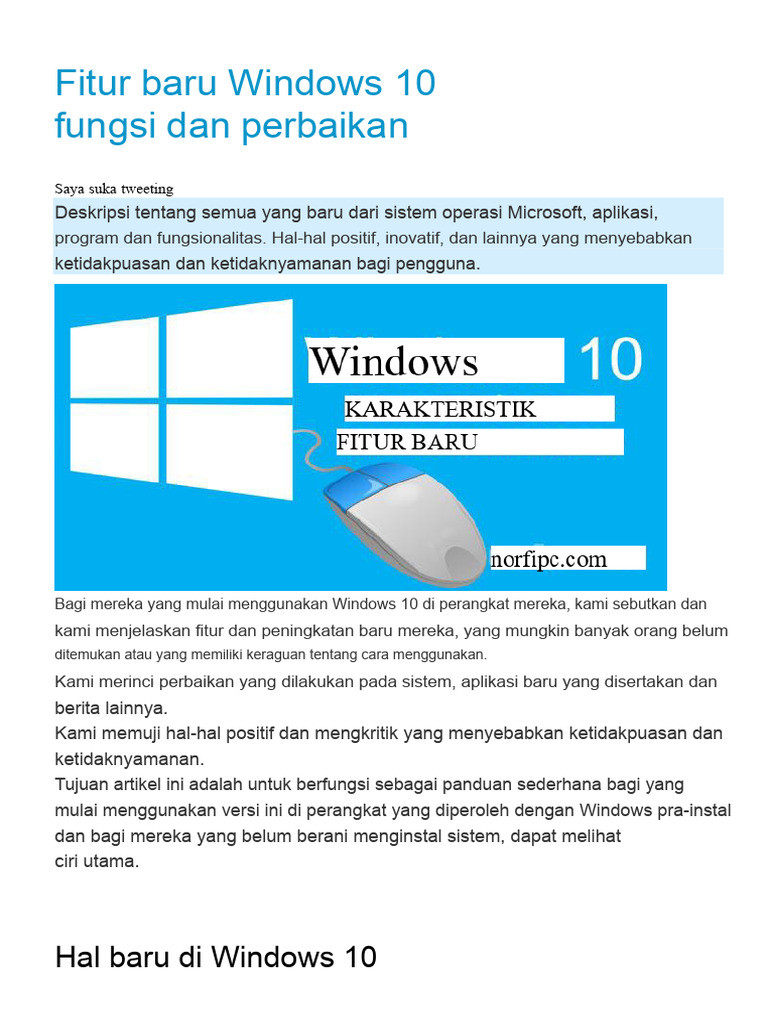 Fitur dan Perbaikan Windows 10 Terbaru | PDF