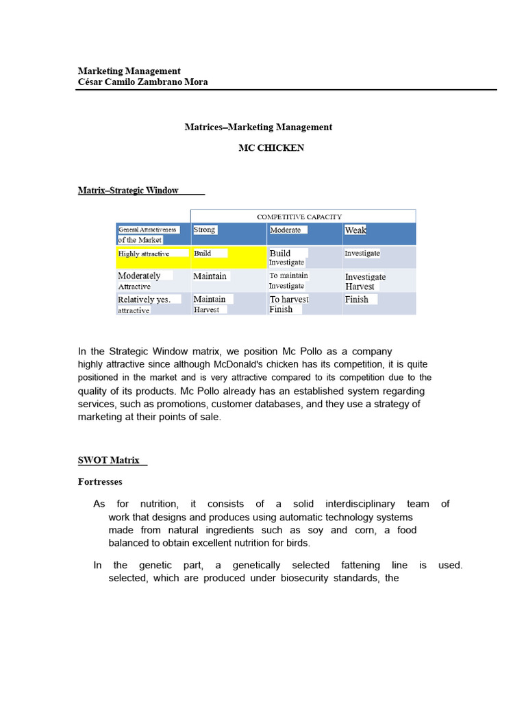Mc Pollo Marketing Management Analysis | PDF | Swot Analysis | Marketing