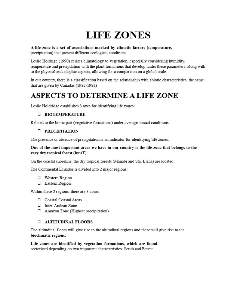 Life Zones and Biodiversity in Ecuador | PDF | Tropics | Forests