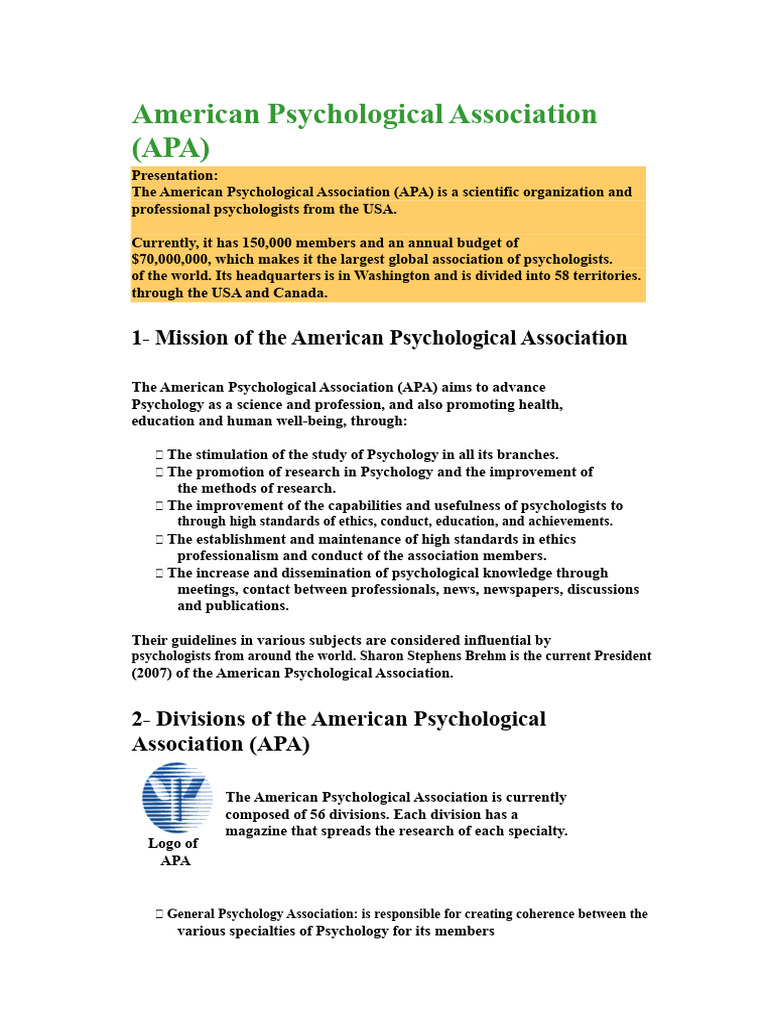 American Psychological Association | PDF | Psychology | American ...