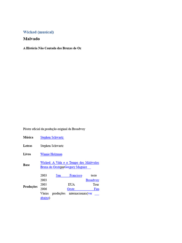 O resumo de Wicked.pdf | PDF