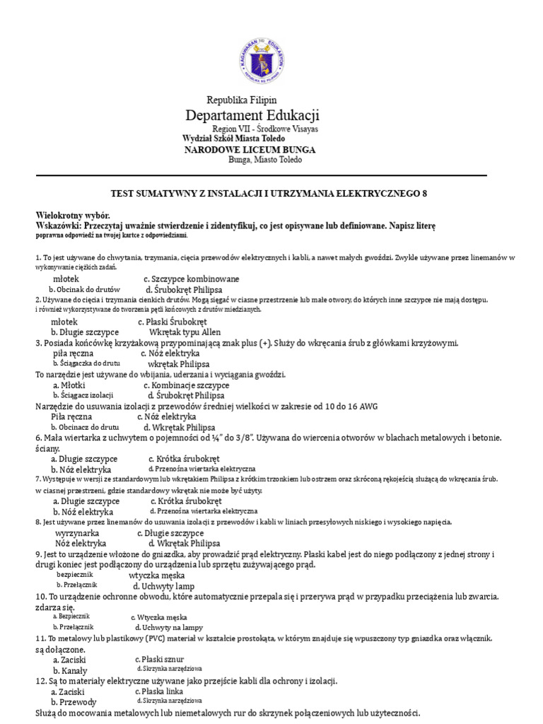 Test Sumujący W EIM 8 | PDF