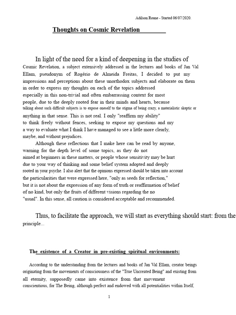 Reflections on Cosmic Revelation Insights | PDF | Elementary Particle ...