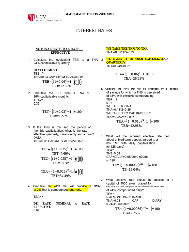 Classwork | PDF | Annual Percentage Rate | Interest