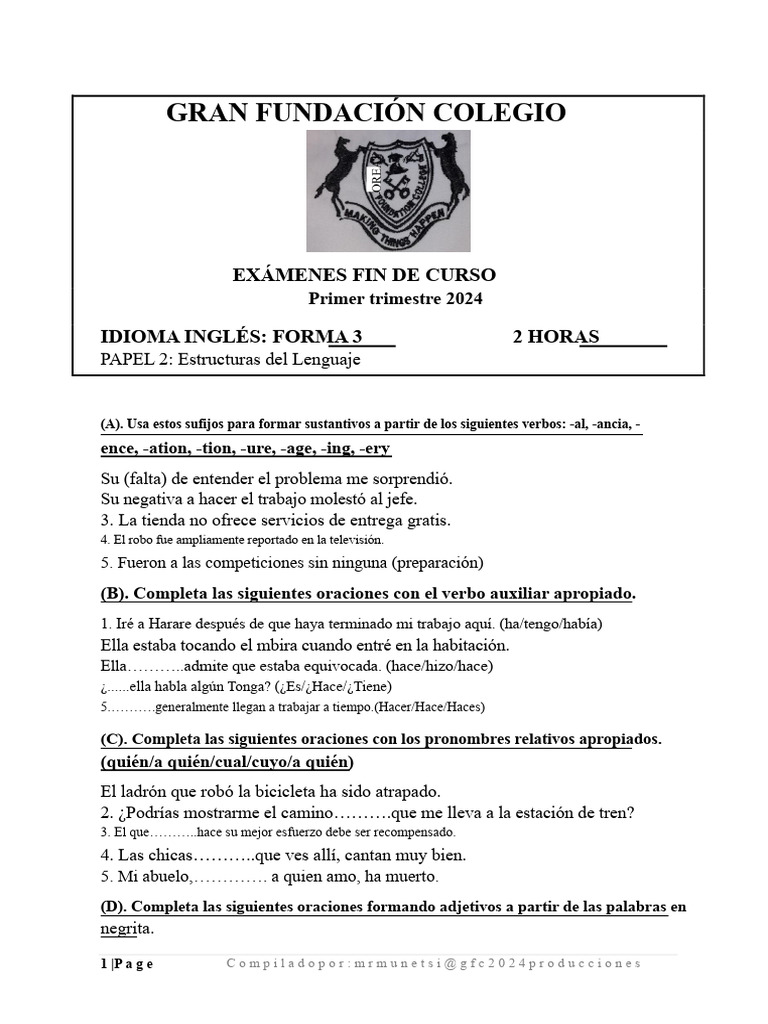 Formulario de Inglés 3 | PDF | Verbo | Pronombre