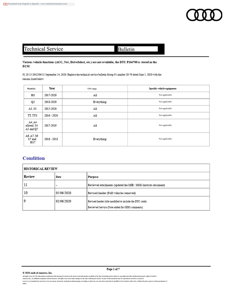 Audi DTC P164700 Troubleshooting Guide | PDF | Audi