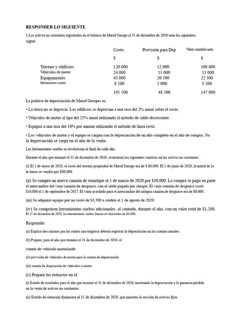 Programación de Activos No Corrientes - Como | PDF | Depreciación ...