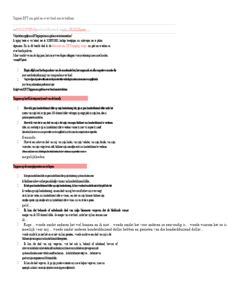 EFT-tappen Om Geld en Overvloed Aan Te Trekken | PDF