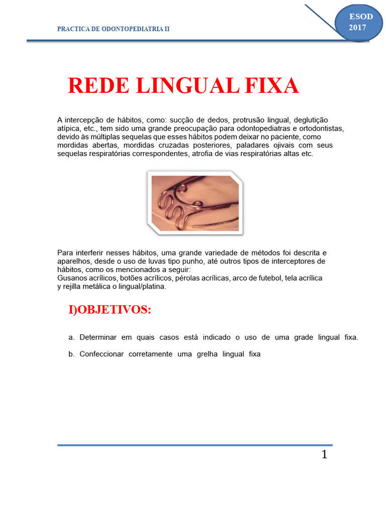 Indicações da Grelha Lingual Fixa | PDF | Boca