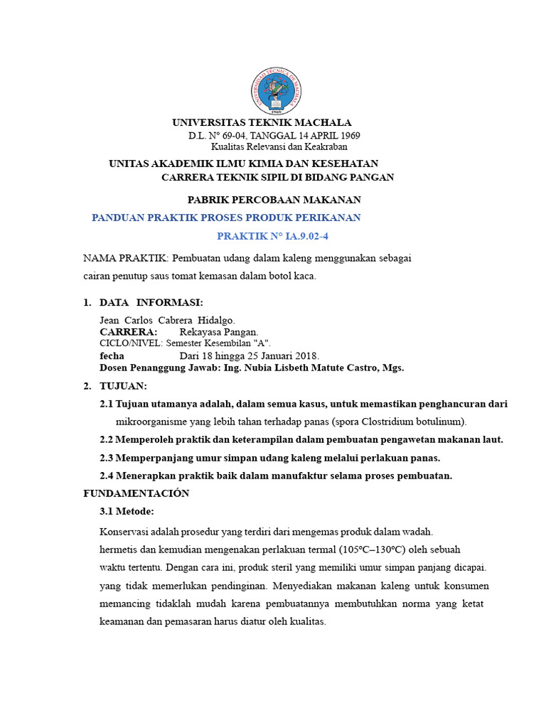 Pengolahan Udang Dalam Kaleng | PDF