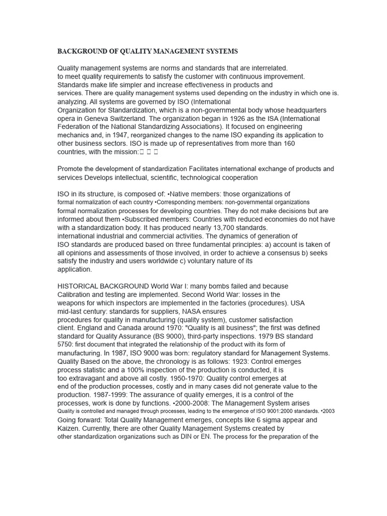 History of Quality Management Standards | PDF | Quality Management ...