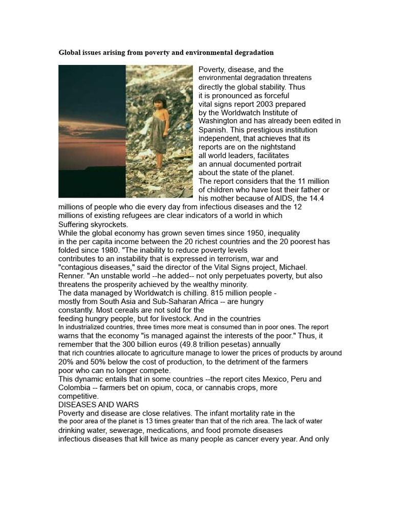 Global Problems Derived From Poverty and Environmental Deterioration ...