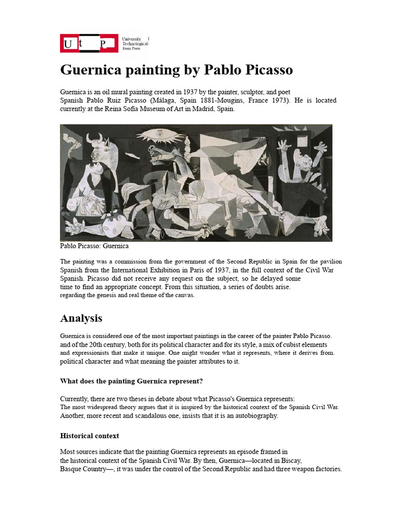 Week 13 - Reading - Guernica Painting | PDF | Pablo Picasso | The Arts