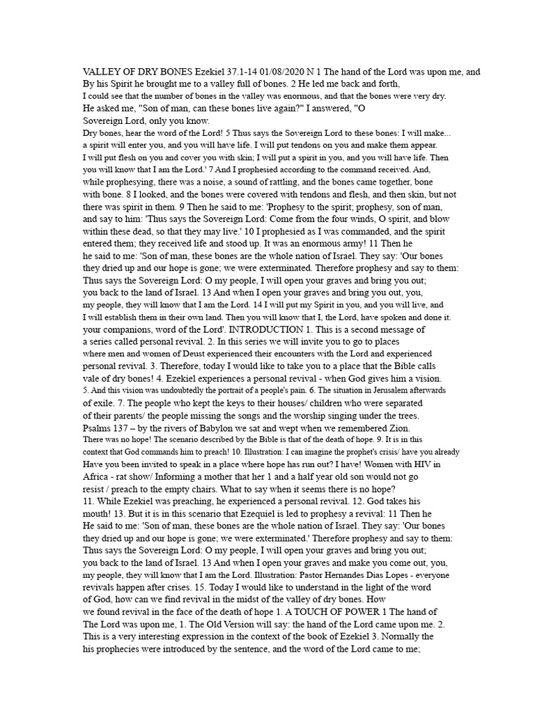 THEME VALLEY OF DRY BONES Ezekiel 37 | PDF | Books Of Kings | Prophecy