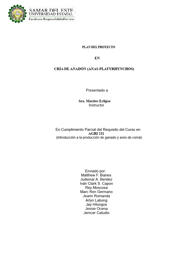 Proyecto de Cría de Anadón en Samar | PDF | Pato | Anatidae