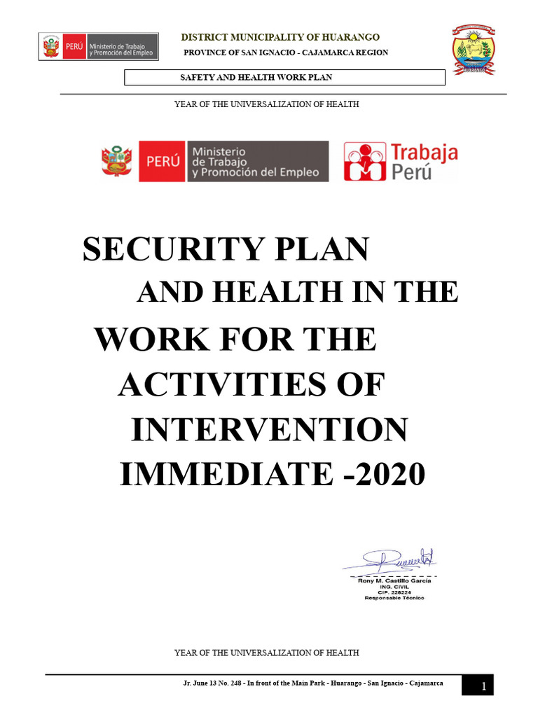 Huarango Health & Safety Work Plan 2020 | PDF | Occupational Safety And ...