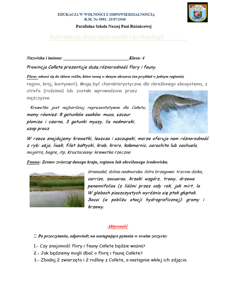 Karta Informacyjna - Flora I Fauna | PDF