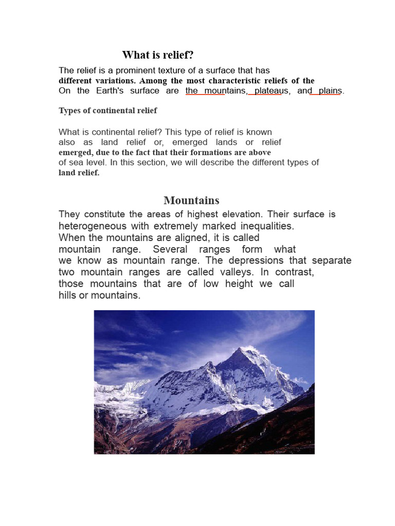 What Is Relief? | PDF | Mountains | Valley