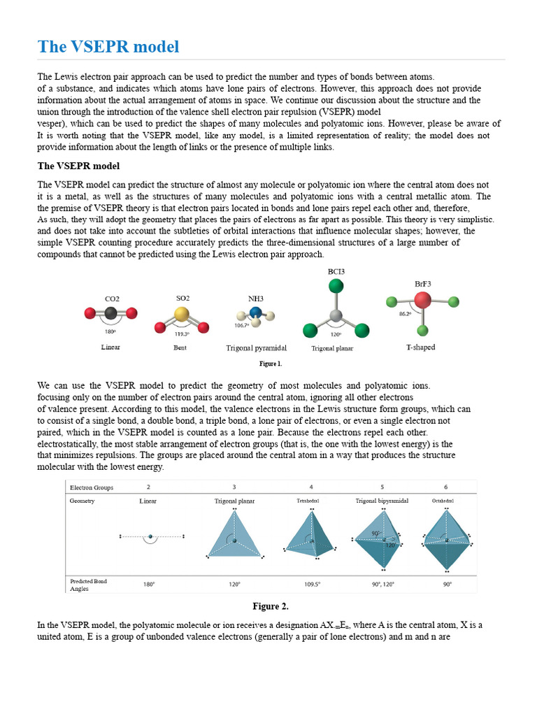 Understanding the VSEPR Model for Molecular Geometry | PDF | Chemical ...