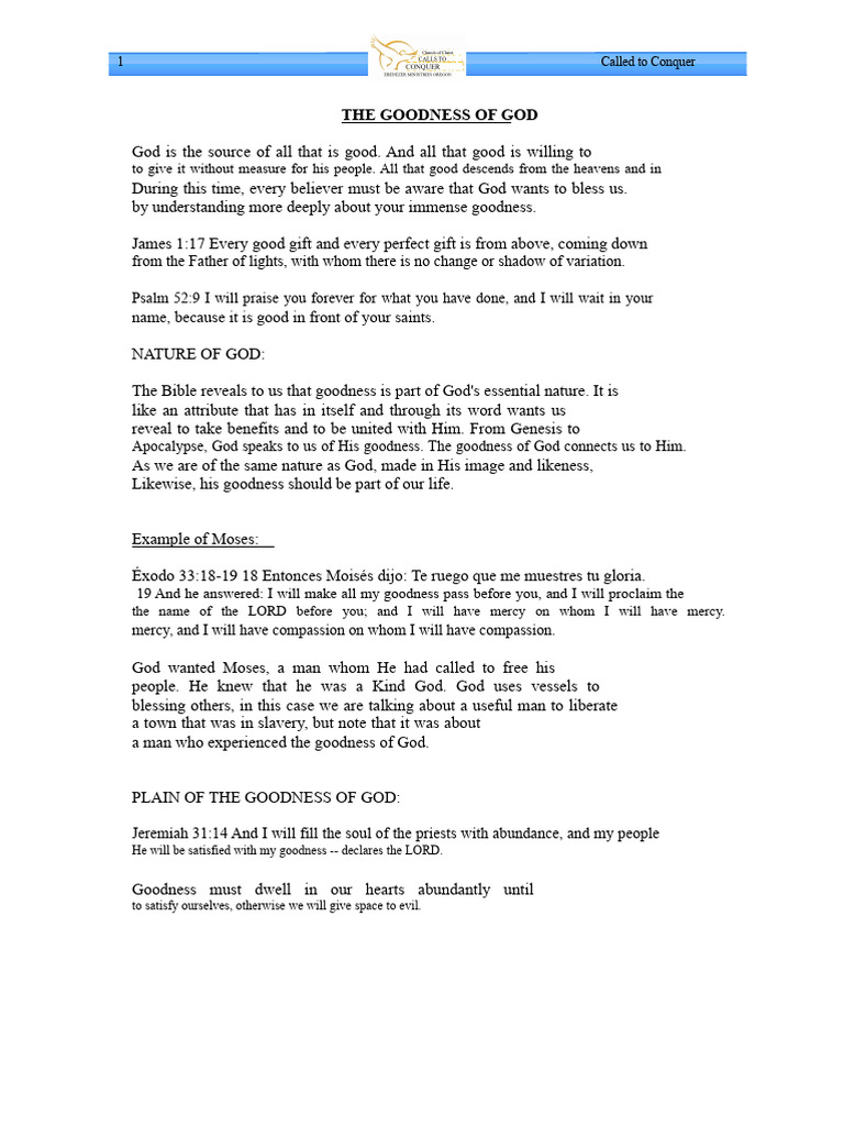 The Goodness of God | PDF | David | Mercy