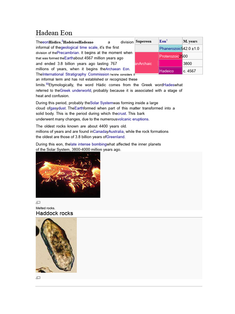 Hadean Eon | PDF | Geologic Time Scale | Nature