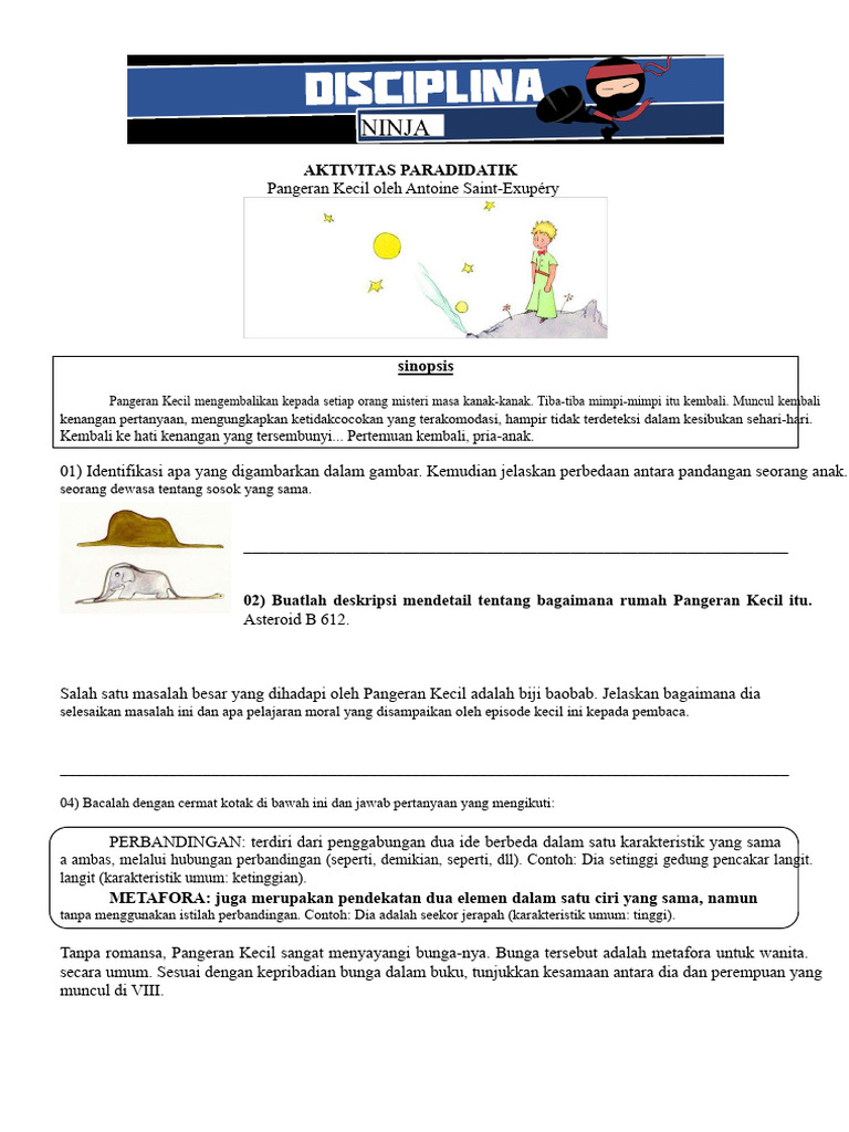 Kegiatan - Buku Paradidaktik - Pangeran Kecil | PDF