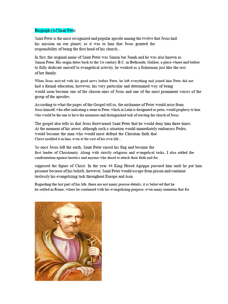 Biography of Saint Peter | PDF | Saint Peter | Jesus