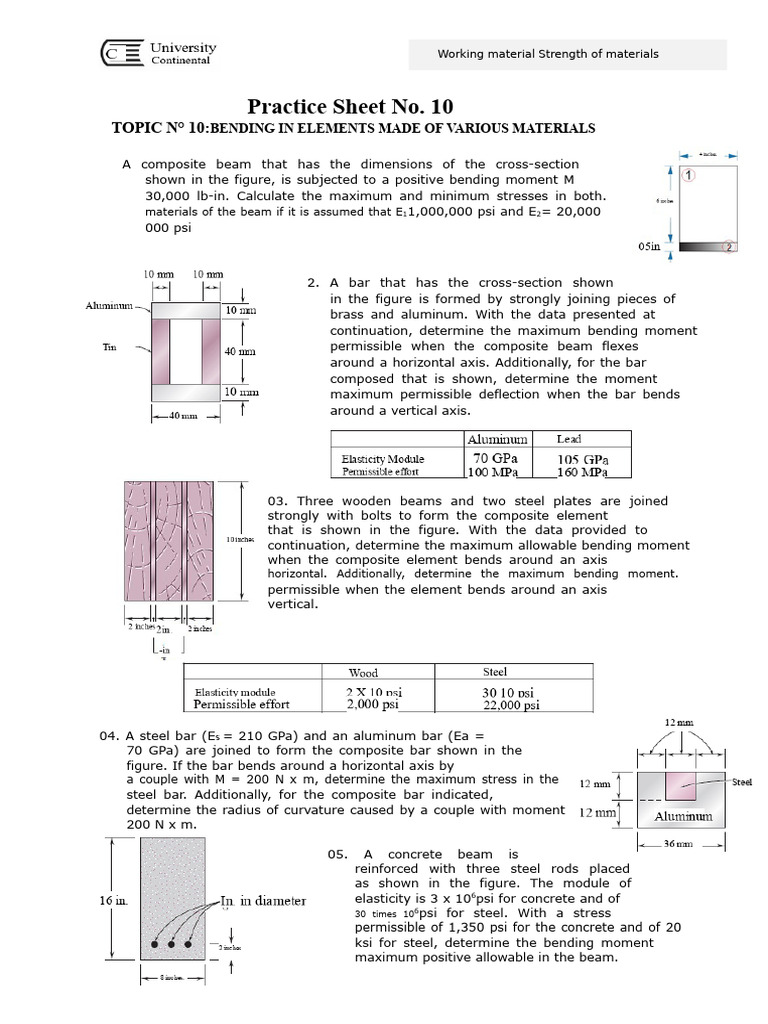 Practice No. 10: Bending in Beams Made of Various Materials | PDF ...