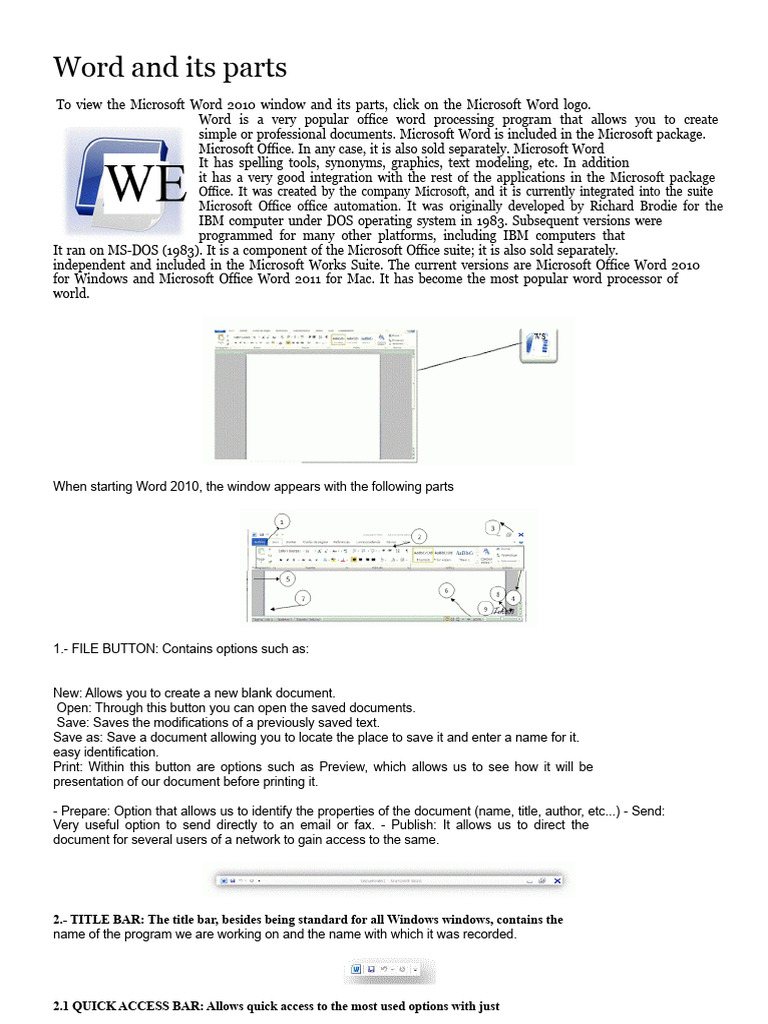 Word and Its Parts | PDF | Microsoft Word | Microsoft Office