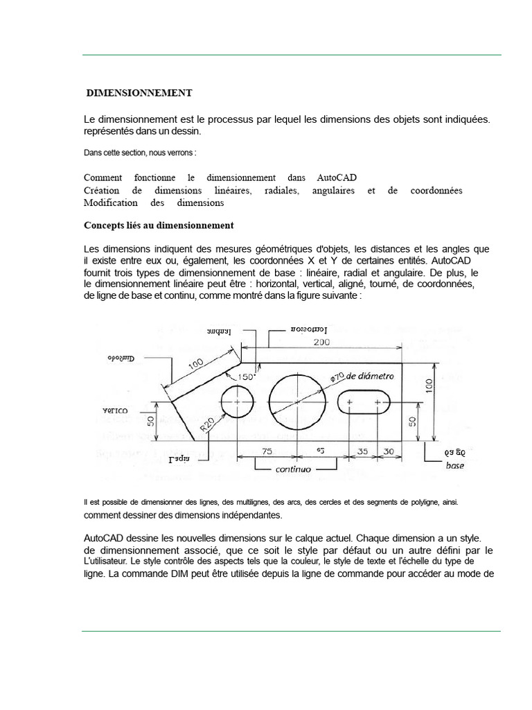 Guide du dimensionnement dans AutoCAD | PDF | Angle | Cercle