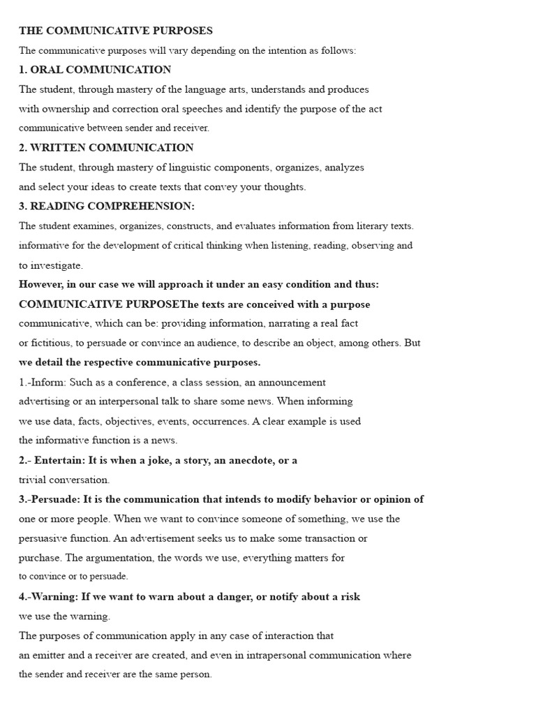 Understanding Communicative Purposes | PDF | Persuasion | Communication