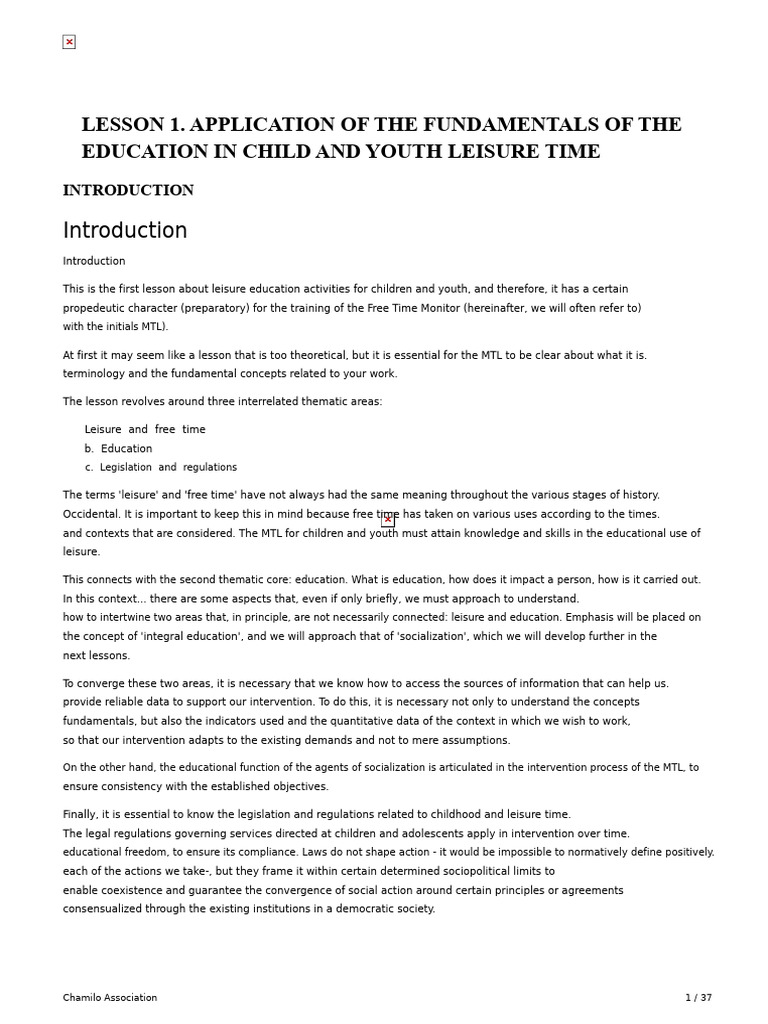 Lesson 1 - Application of The Fundamentals of Education in Child and ...