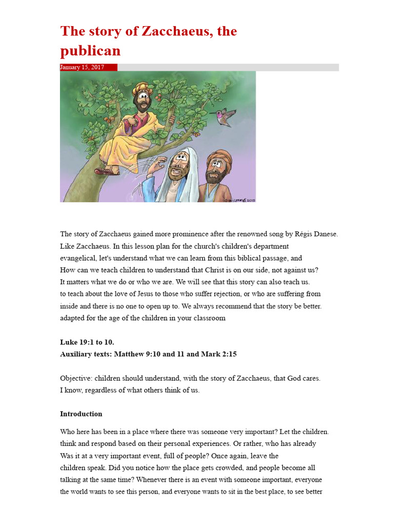 Teaching Kids the Story of Zacchaeus | PDF | Jesus | Prayer