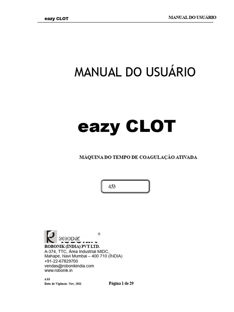 Manual Do Usuário Eazy-CLOT | PDF | Polímeros | Impressora (informática)