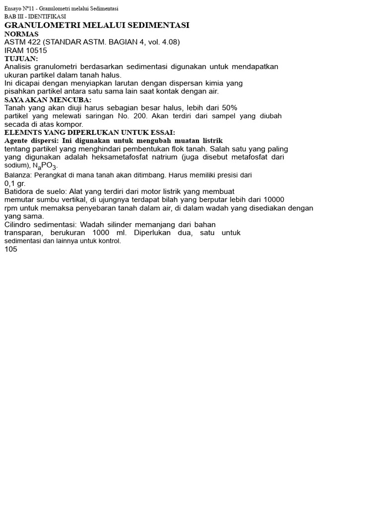 11-Granulometri Melalui Sedimentasi | PDF