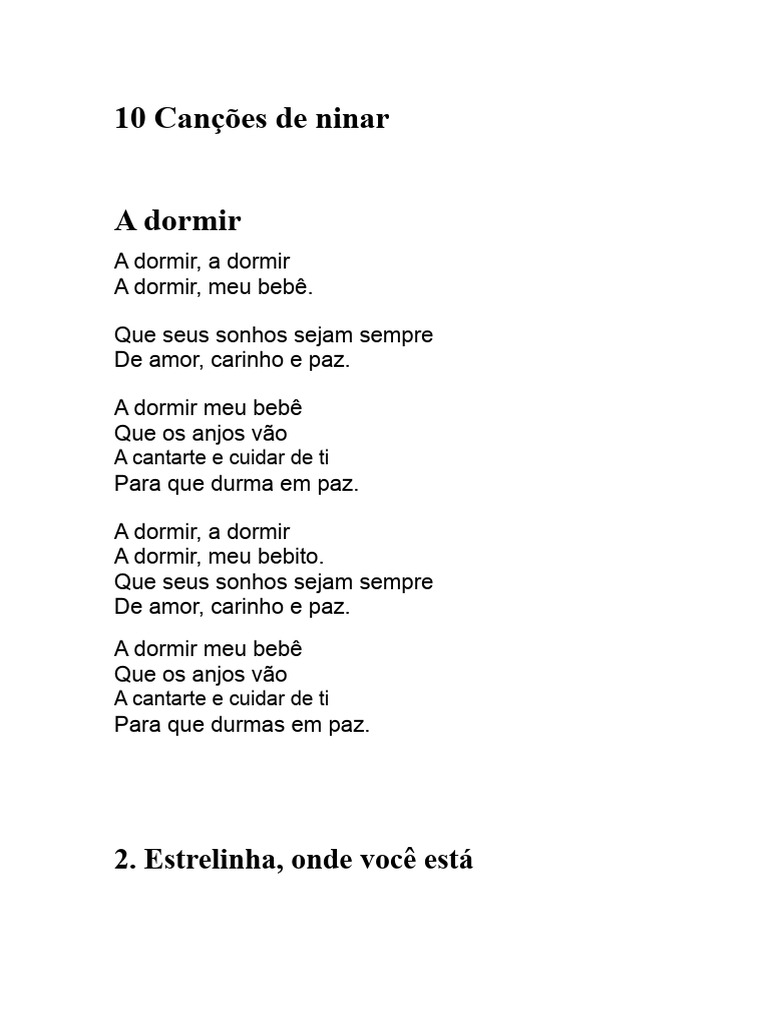 10 Canções de Ninar para Bebês | PDF
