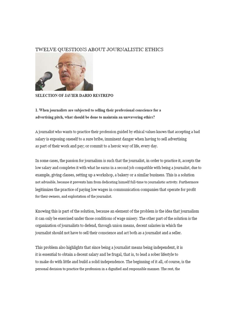 Journalistic Ethics: Key Principles Explained | PDF | Journalism ...
