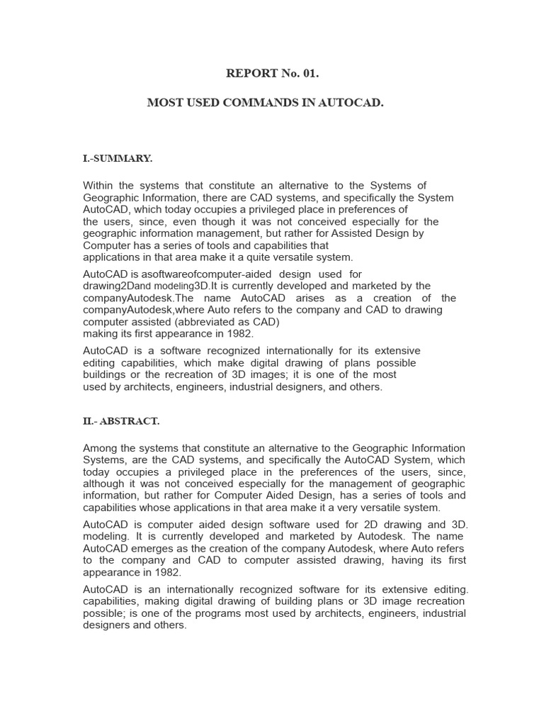 AutoCAD Command Report | PDF | Auto Cad | Computer Aided Design