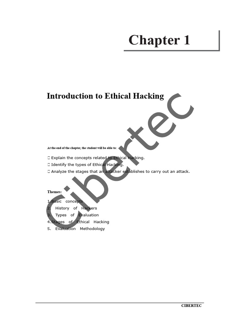 Chapter 1 - Introduction to Ethical Hacking.pdf | PDF | Security Hacker | Security